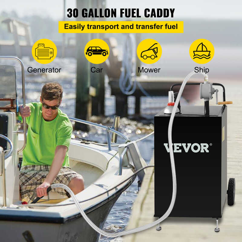 VEVOR 30 Gallon Gas Caddy, Storage Tank Wheels, Portable Fuel Caddy ...
