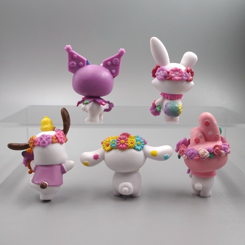 5Pcs/Set Anime Easter Bunny Kuromi Pochacco Cinnamoroll Garland Action ...