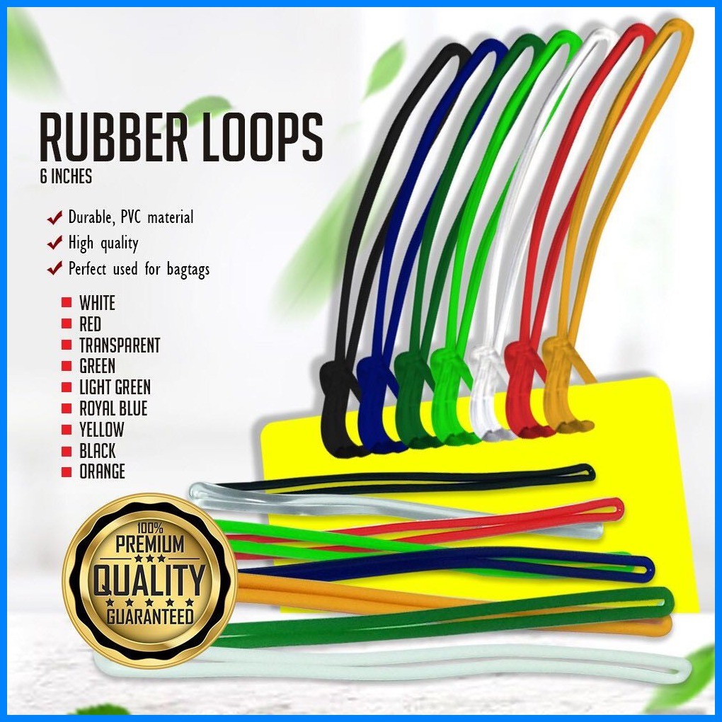 RUBBER LOOPS FOR BAG TAG MAKING 6INCHES LONG (100 PIECES PER PACK ...