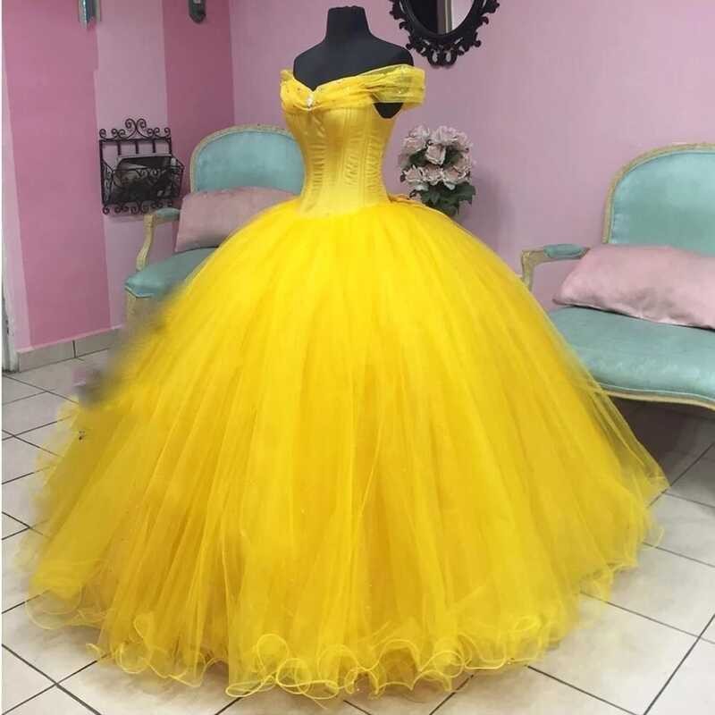 ZXH Angelsbridep Yellow Ball Gown Bella Quinceanera Damit Corset ...