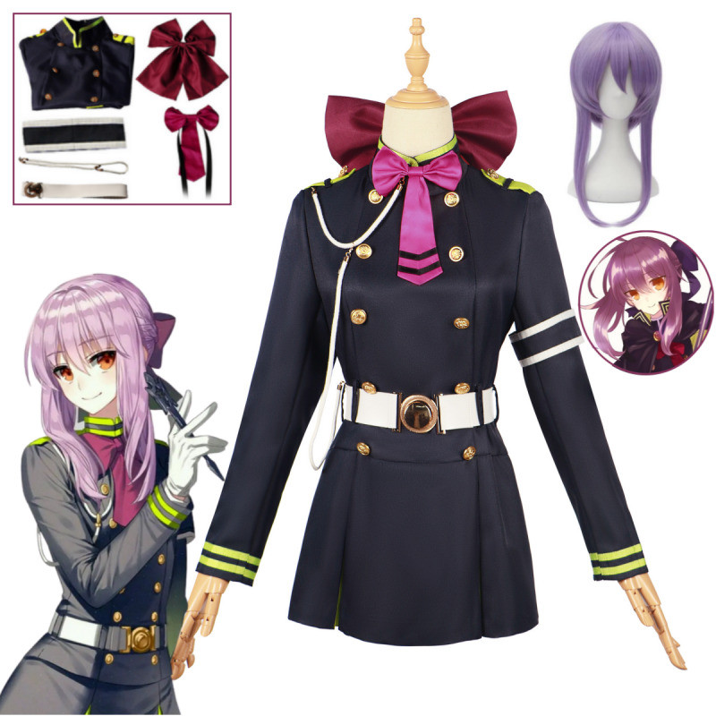 § Japanese Owari No Seraph Hiiragi Shinoa Cosplay Purple Uniform ...
