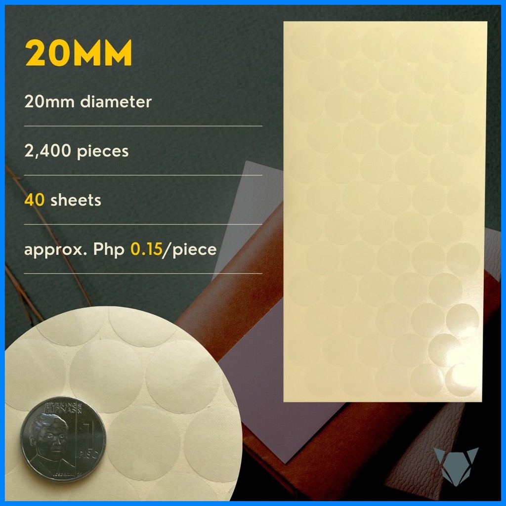 ♟ 2,400 pcs. 20mm Clear Round Sticker Sealer (Transparent Circle ...