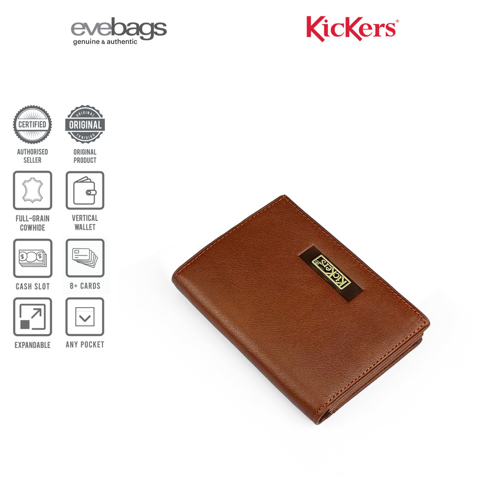 KICKERS Full Grain Cowhide Bi-Fold Mini Vertical Wallet with External ...