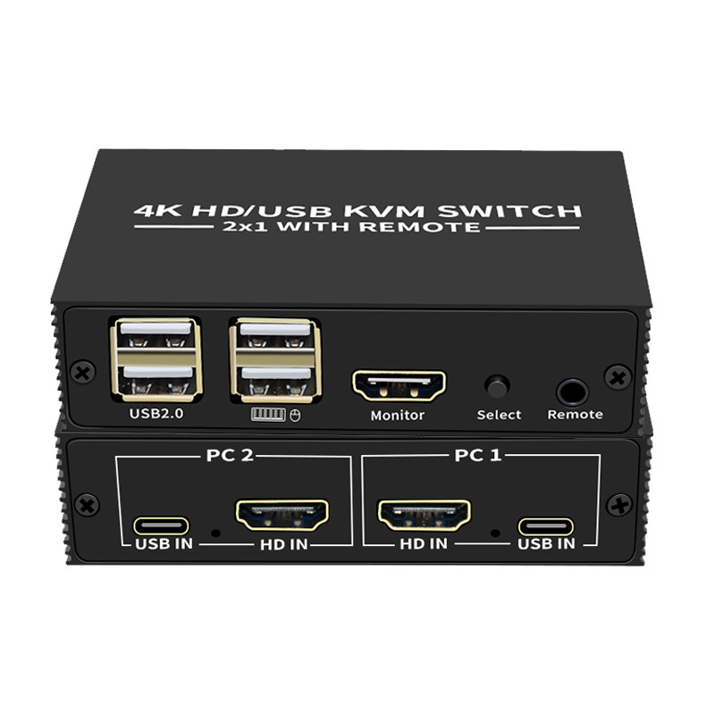 2 Port HDMI KVM Switch 2 in 1 out 4K 30Hz HDMI USB Switcher 2x1 KVM ...