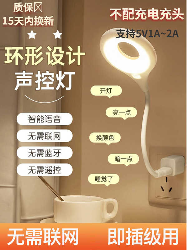 Intelligent Voice Night Light Bulb USB Sound Control Sensor Bedroom ...