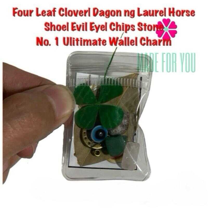 4 Leaf Clover | Dahon Ng Laurel Horse Shoe Chips Stone Evil Eye ...