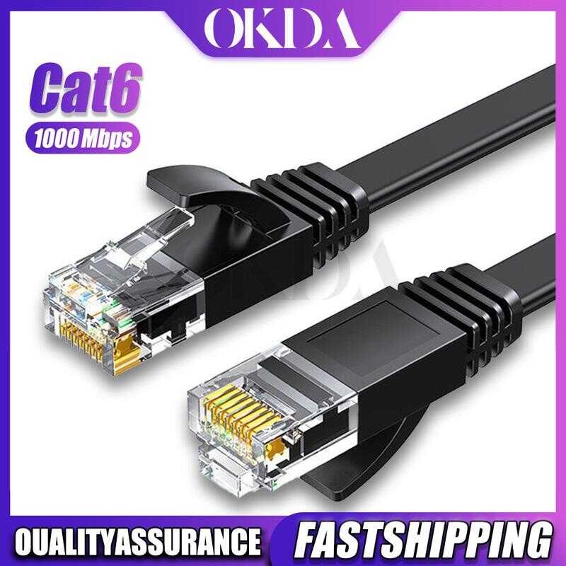 0.5M - 30M Cat6 Flat Ethernet Cable Rj45 Gigabit 1000Mbps LAN Network ...