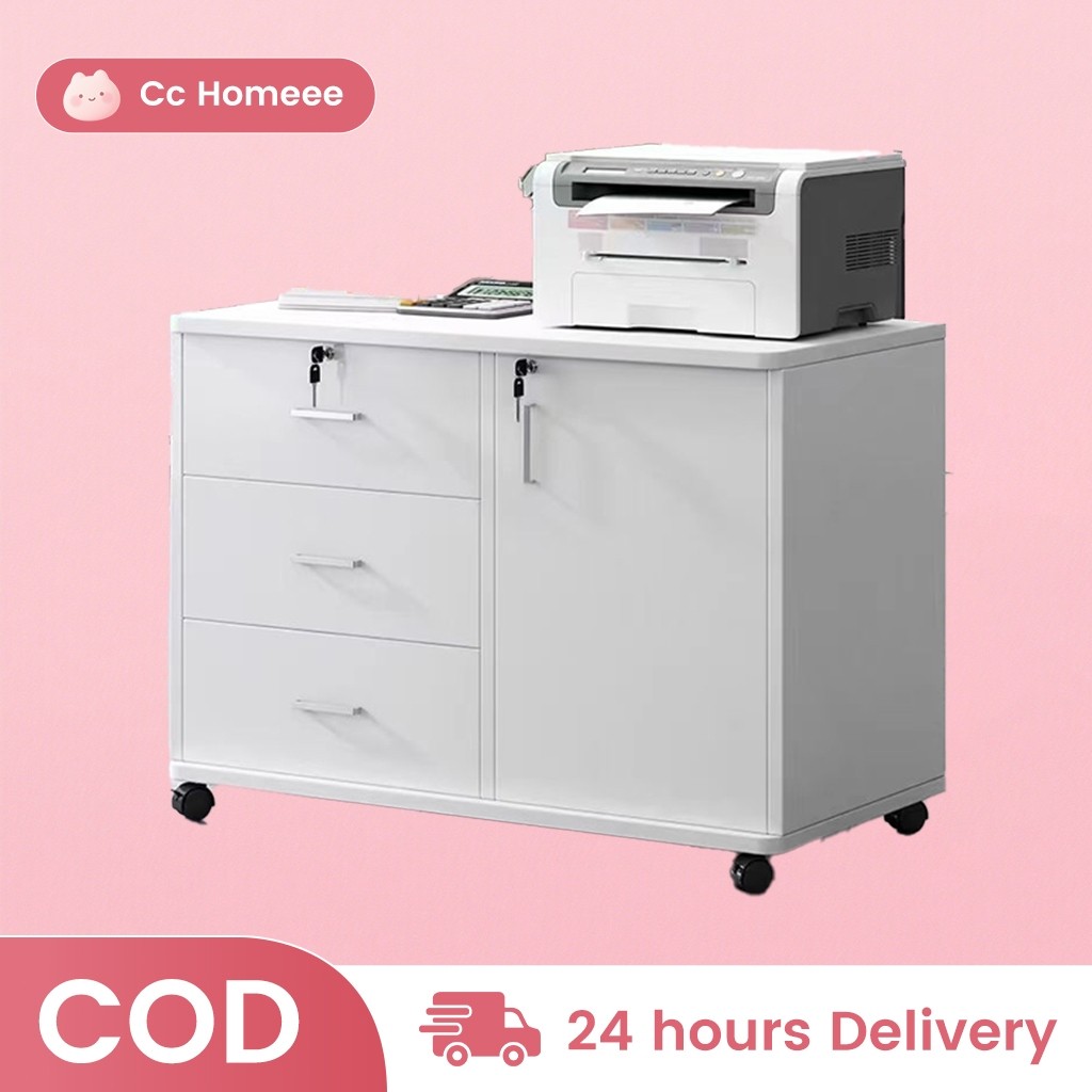 3/4L Wooden Filing Cabinet Unit with Lockable Drawers - Minimalist ...