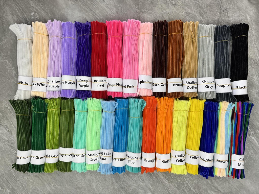 100Pcs Extra Thick Fuzzy Wire Set Plush Flower Kit DIY Artificial ...