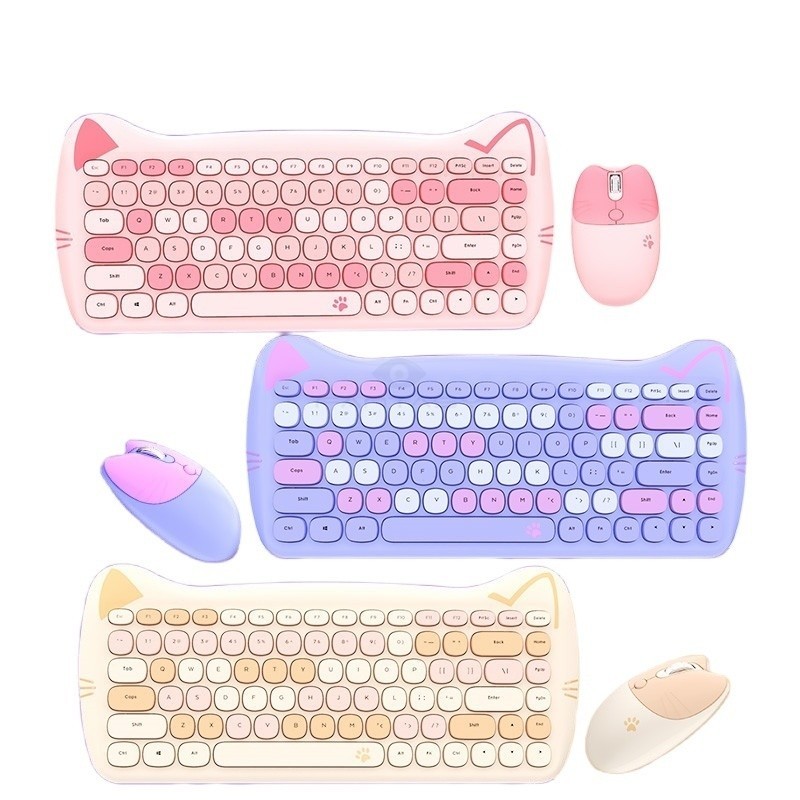 Cute Cat Keyboard And Mouse Combo Wireless, Kawaii Keyboard And Mouse ...