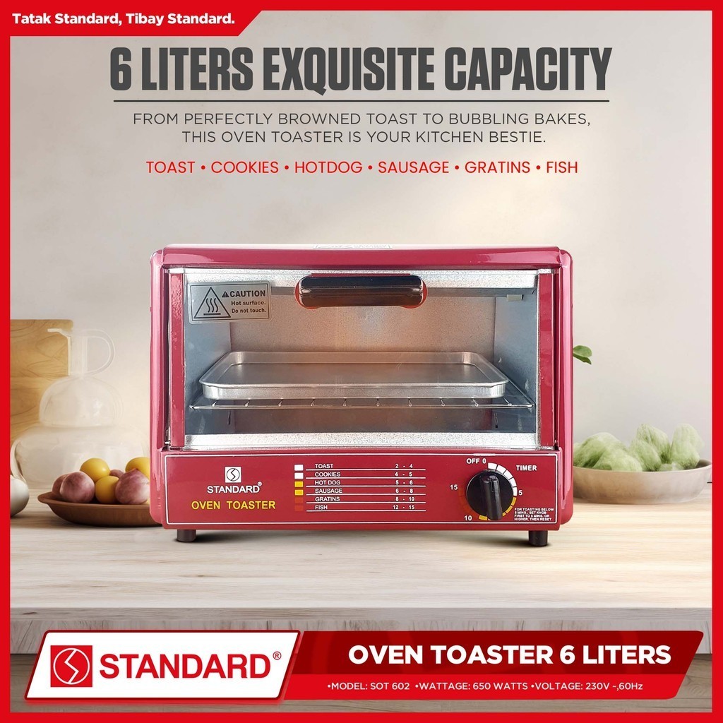 Standard Oven Toaster SOT:602 Red 600 watts | Shopee Philippines