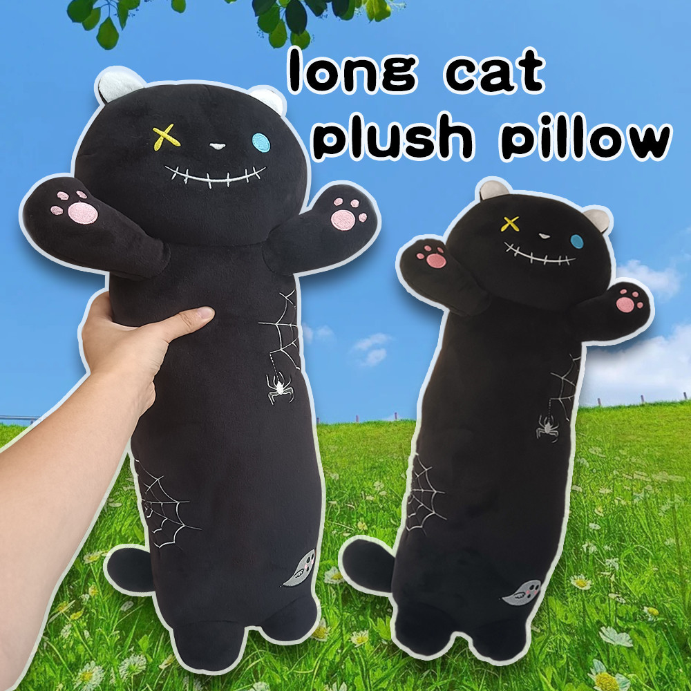 Cute Long Cat Plush Toy Pillow New Black Cat Plush Doll Cartoon Black ...