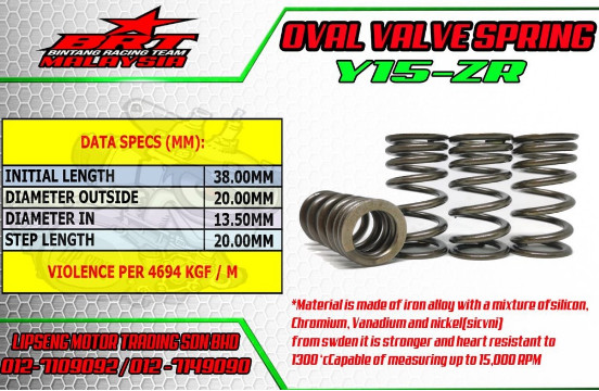 OVAL VALVE SPRING BRT RACING Y15ZR / Y15 V1 / Y15 V2 | Shopee Philippines