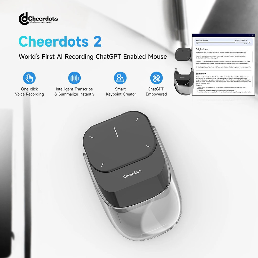 CheerTok Cheerdots 2 Wireless Touchpad All-in-one Pocket AirMouse AI Recording ChatGPT Enabled ...