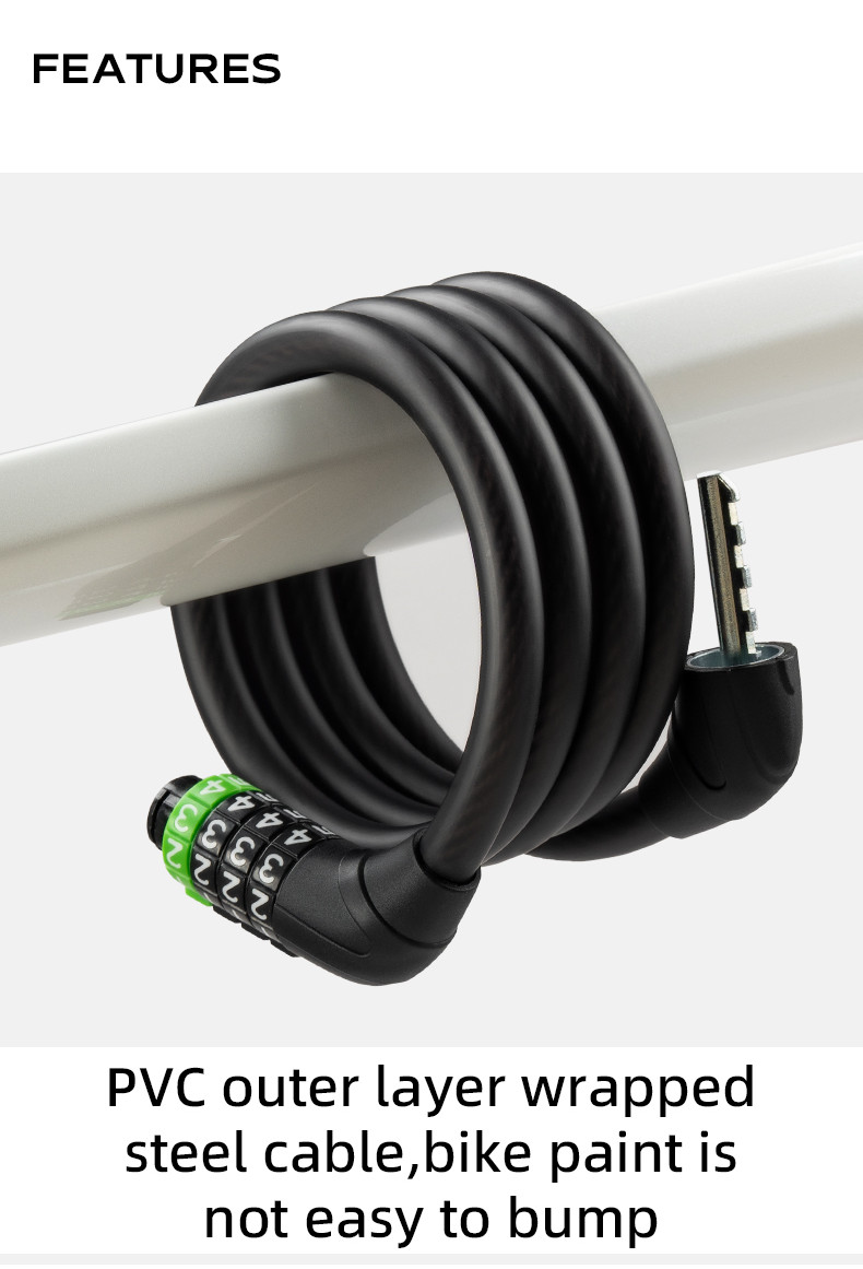 【PH Delivery】ROCKBROS Bike Steel Cable Password Lock Padlock ...