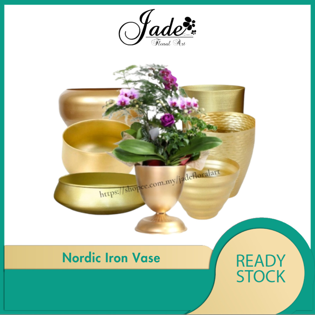 NORDIC IRON VASE / METAL VASE / MODERN FLOWER POT / GOLD VASE / PASU ...