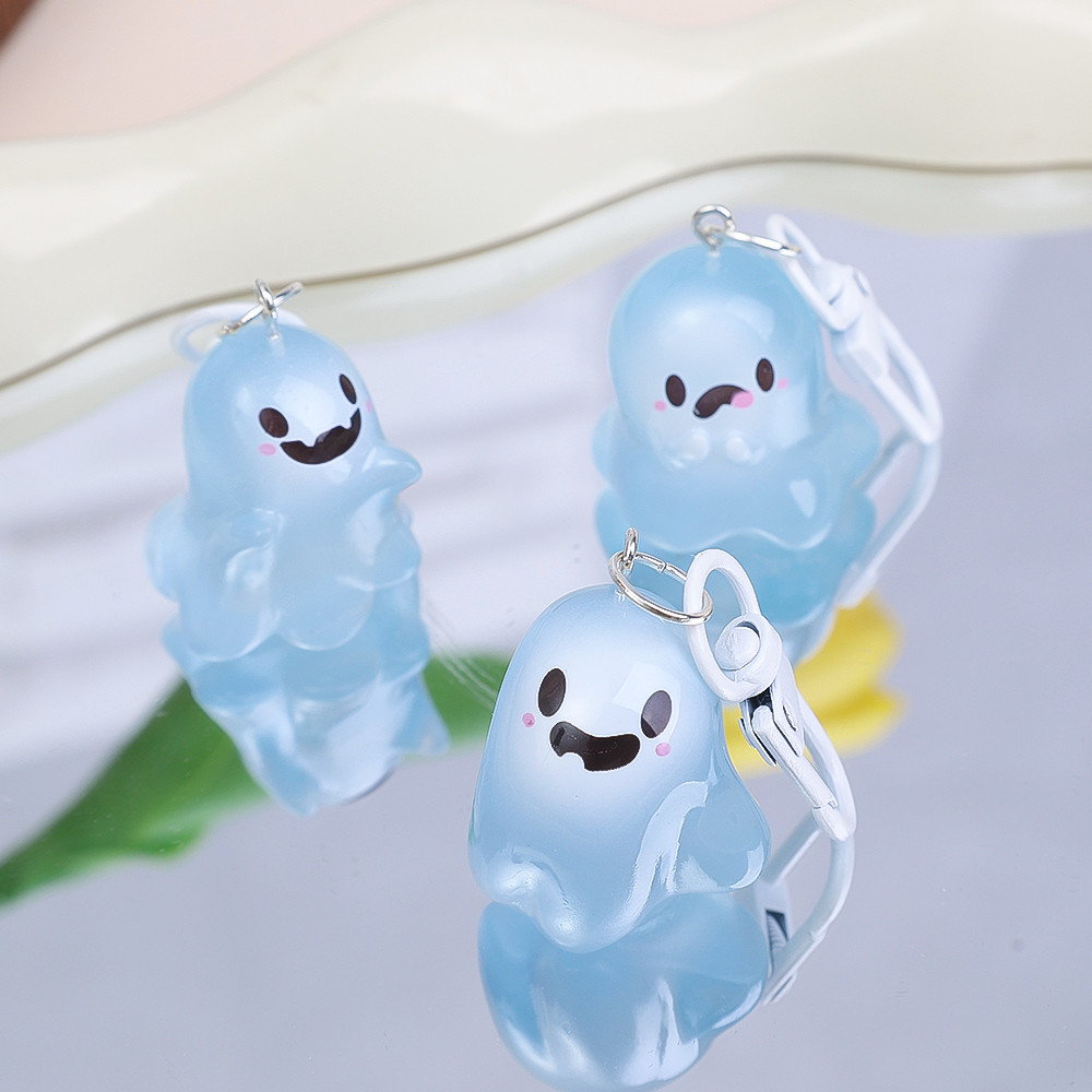 Cute Glow-in-the-dark Halloween Ghost Keychain - Creative Charm Bag Elf ...