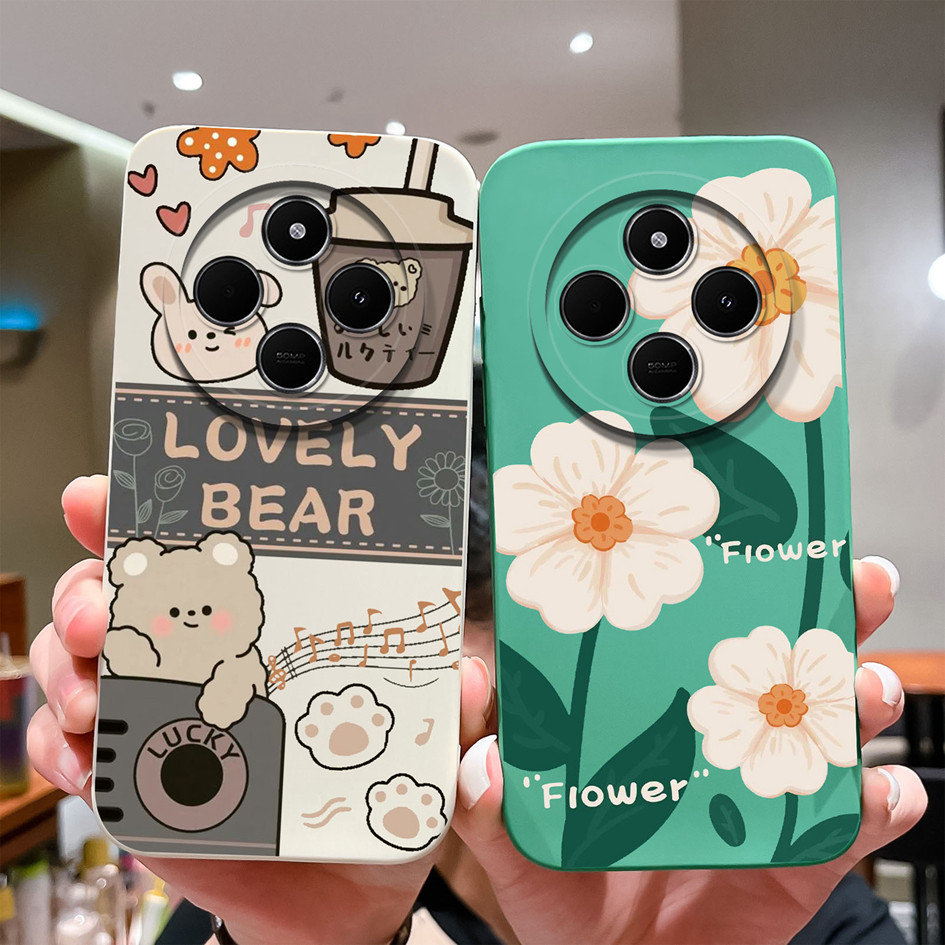 Casing For Xiaomi Redmi 14C 4G Phone Case Square Liquid Cute Flower ...
