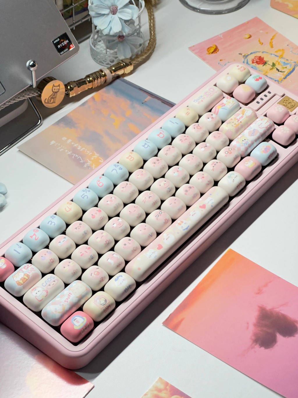 Sweet Cat Mantou Keycap MOG Profile 140 Keys PBT Five-sided Dye ...