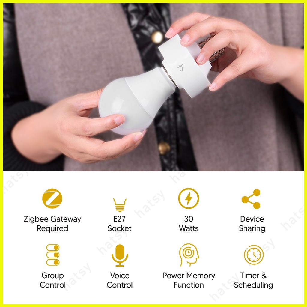 § HATSY - ZIGBEE SMART BULB SOCKET V3, ZIGBEE GATEWAY REQUIRED | Shopee ...