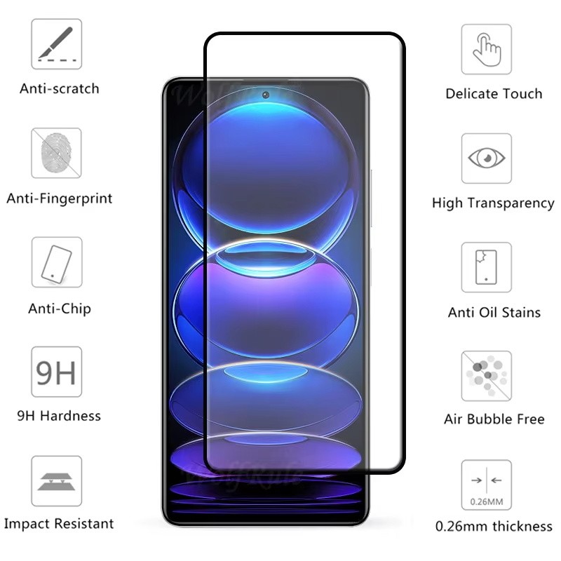 For Redmi Note 12 4G 5G Glass Redmi Note 12 12R Pro 12S Full Cover Glue ...