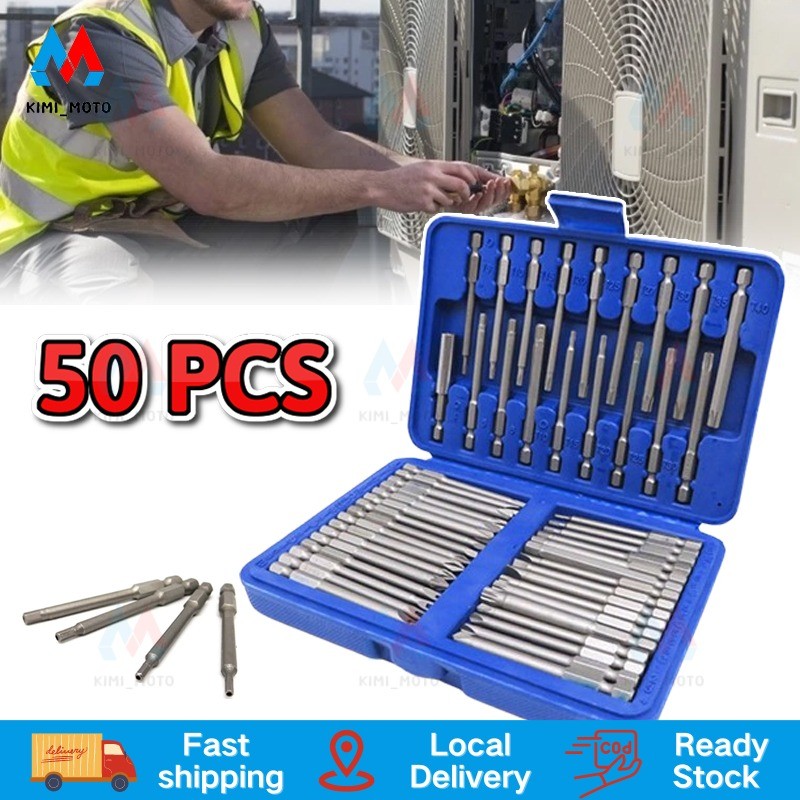 50pcs 75mm Extra Long Reach Bit Set Security Screwdriver Bits Torx Star ...