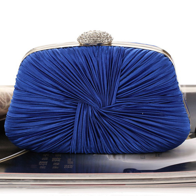 Royal Blue Pleat & Pillow Shaped Bag Elegant Designer Clutch With Chain ...