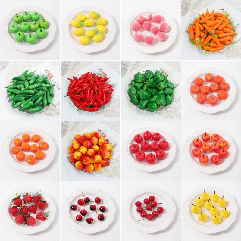 【5PCS】Mini Artificial Fruits Vegetables Fake Strawberry Cherry Foam ...