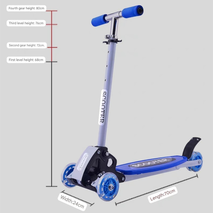 Kids' Adjustable Scooter Stability Enhanced Design with T-Bar Lean-to ...