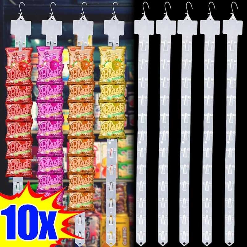 10Pcs Plastic Display Hanging Strips With Hooks Store Organizer For ...