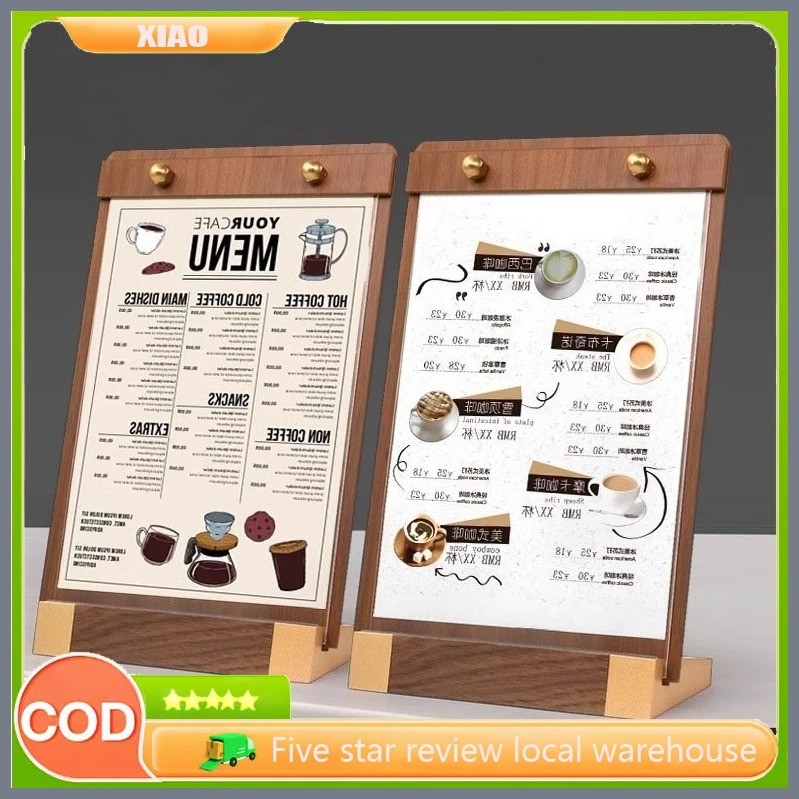 🟧 A4/A5 Restaurant Menu Display Board Wooden Desktop Display Billboard ...