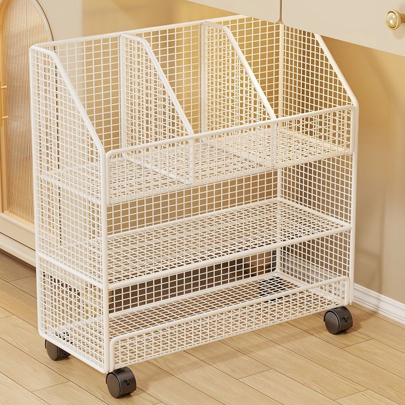 PHOT!! Bookshelf Movable Book Storage Box Floor-standing Wheel Trolley ...