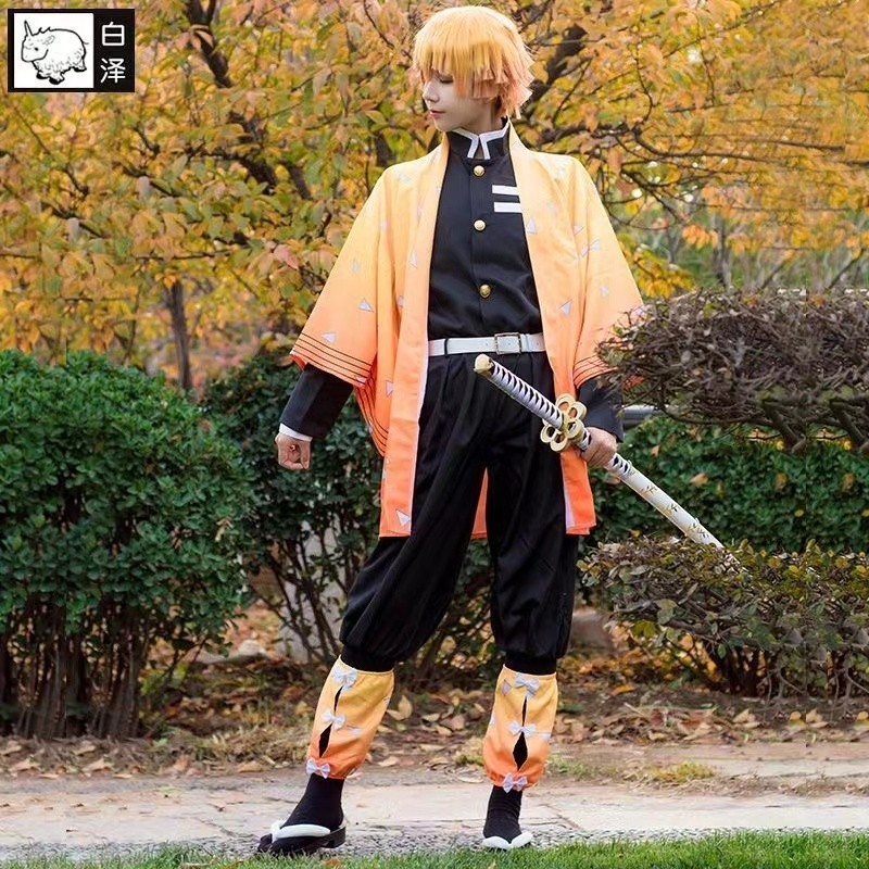 Demon Slayer Zenitsu Cosplay Costume Uniform Adult Kids Halloween ...
