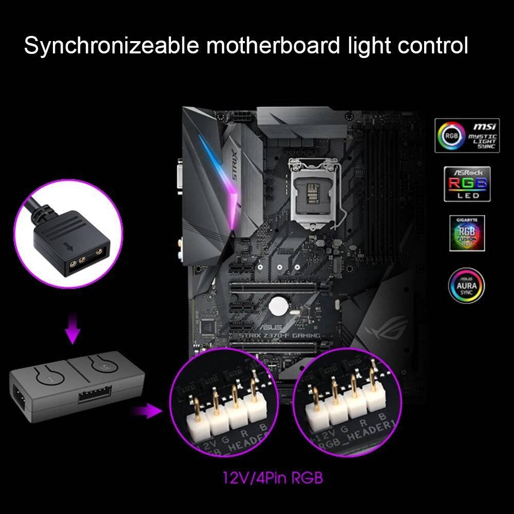 4pin 3pin ARGB Fan Adapter with Built-in 50 Color Modes for Motoard ...