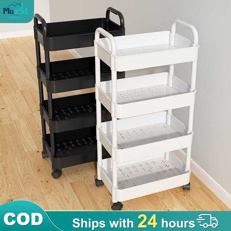MS 3/4/5 Layer Cart With Wheels, Moving Wall Cabinets Home Bedroom ...