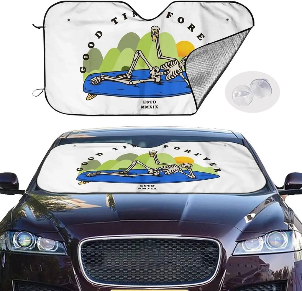 Surfboard Skeleton Pattern Sun Shade Front Window Sunshade for Most ...