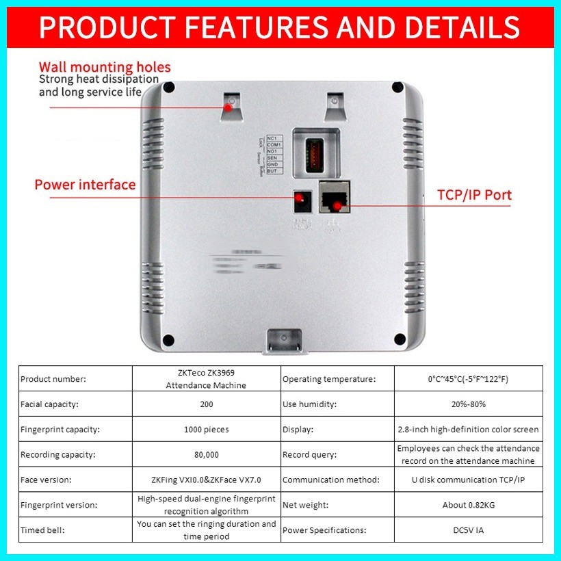ZKTeco Biometric Fingerprint Face Attendance Machine Home Security ...
