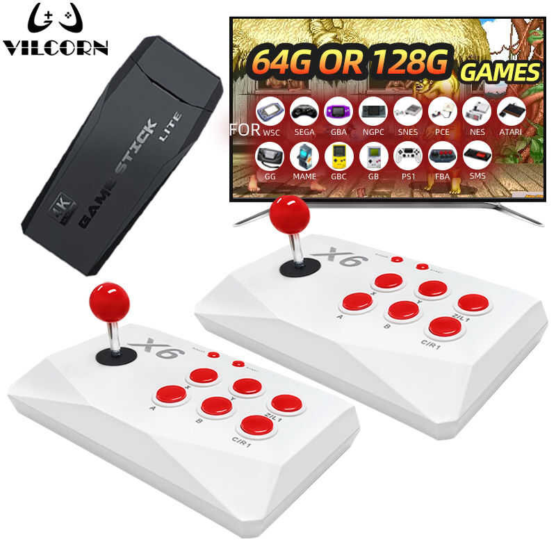 NEW Video Console 4K TV Game Stick Double Arcade Joysitck For Android ...
