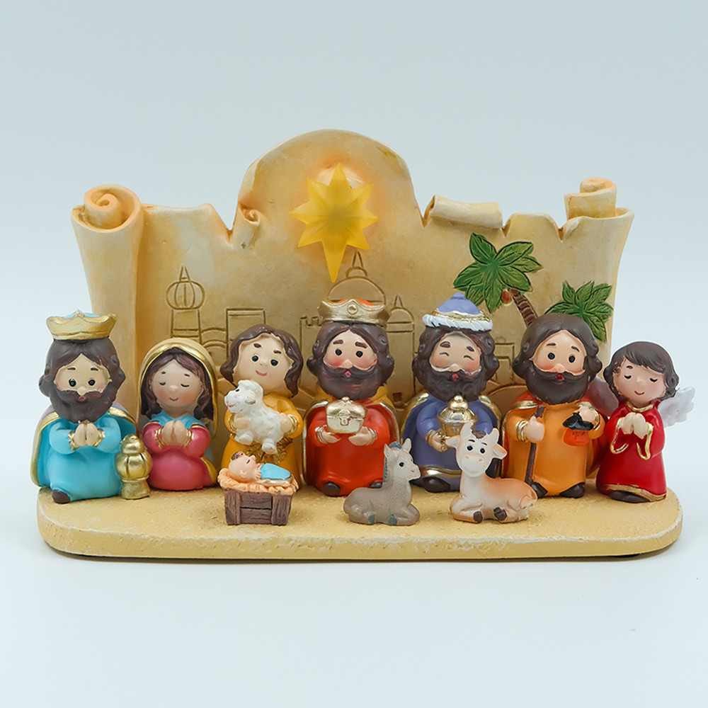 NUVOX Christmas Belen Nativity Set With Light Xmas Decoration Holy ...