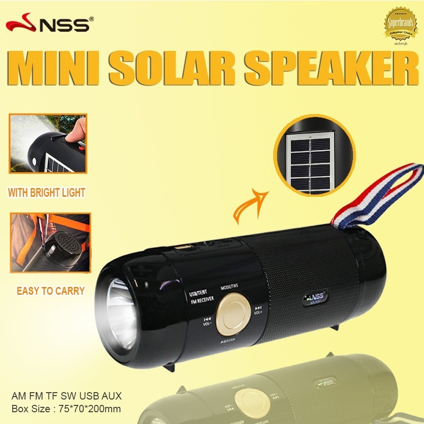 NSS Portable Mini Radio Solar Rechargeable AM SW FM Bluetooth Speaker ...