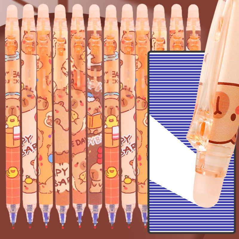 6Pcs Capybara Erasable Pen - Smooth Writing Quick Dry - Office School ...