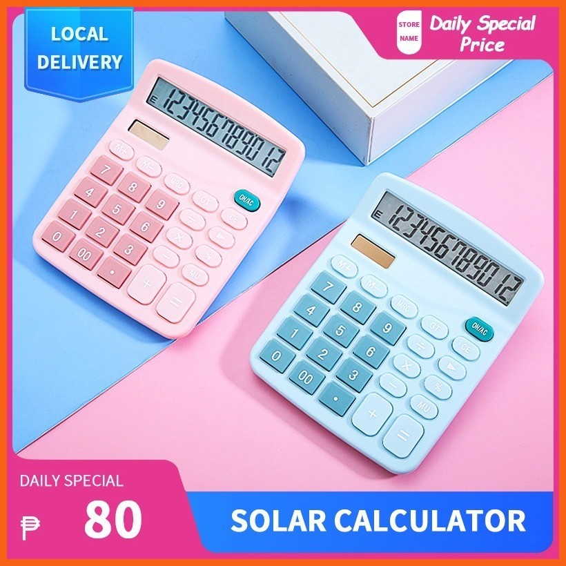 ♣ ╗ ⌂ Solar Electronic Calculator with Battery 12 Digits Scientific ...