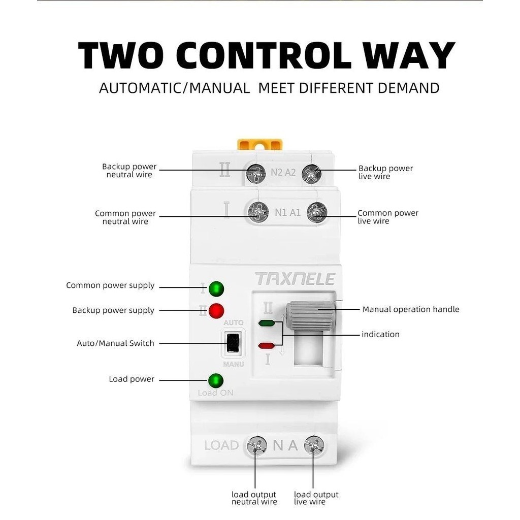Din Rail 2P 4P ATS Dual Power Automatic Transfer Switch Electrical Selector Switches 63A taxnele ...