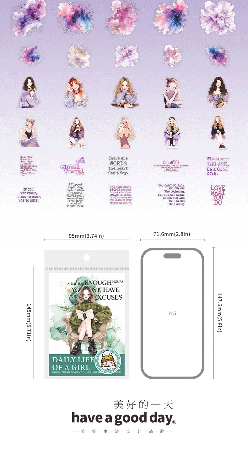 ENWEI 30 Pcs [Girls' Daily Life Series] Aesthetics Journal Stickers ...