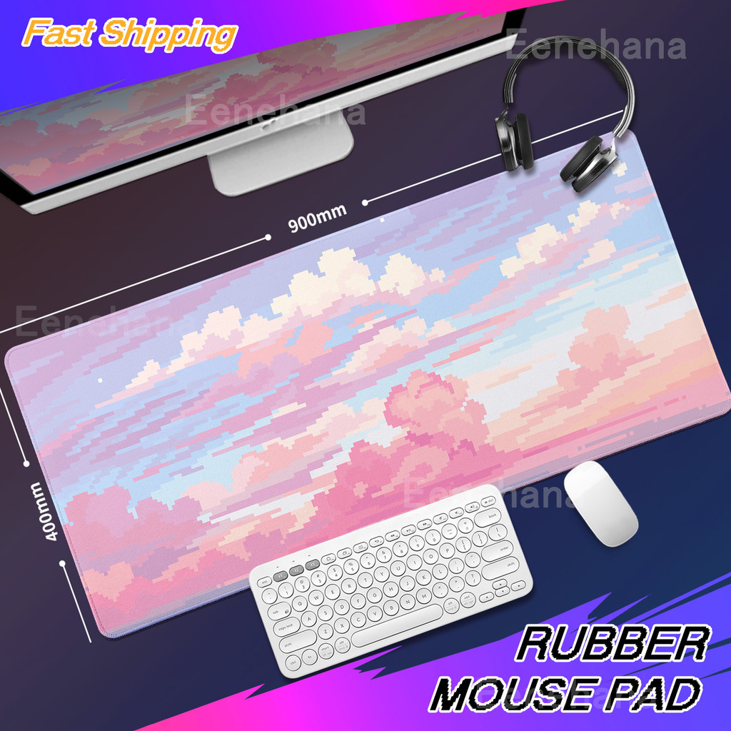 Pixel Pink Clouds Mouse Pad Sky Large Mousepad 90x40 Gaming Accessories ...