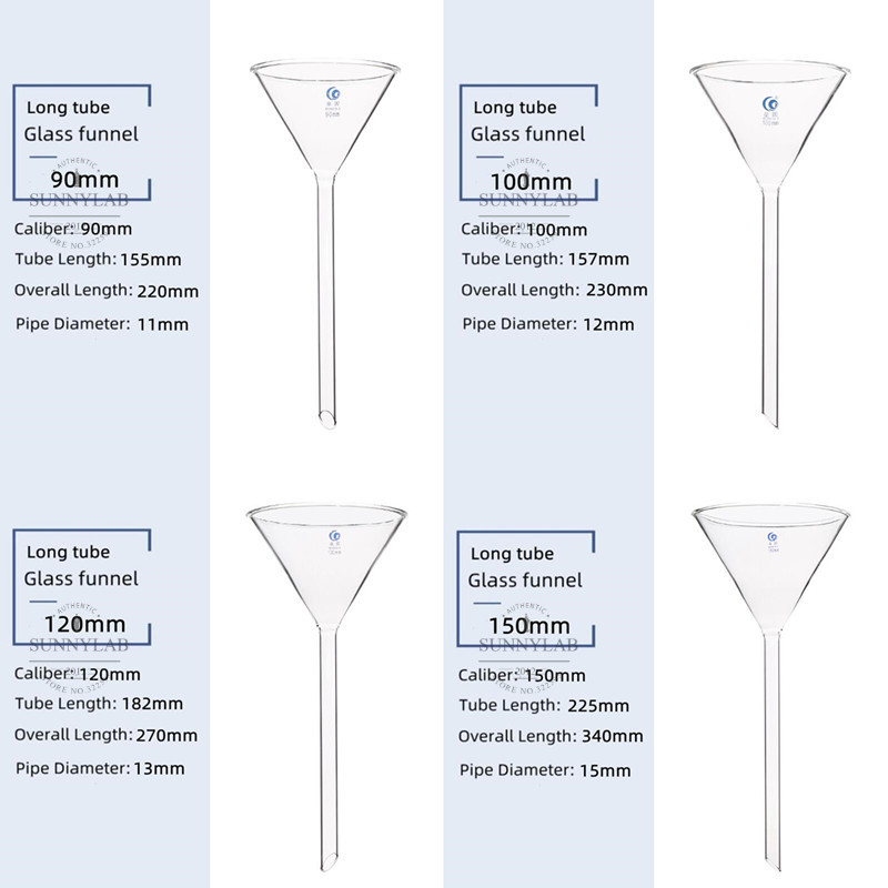 [COD]1-4pcs All Sizes 50mm To 150mm Lab Long Stem Triangle Funnel ...