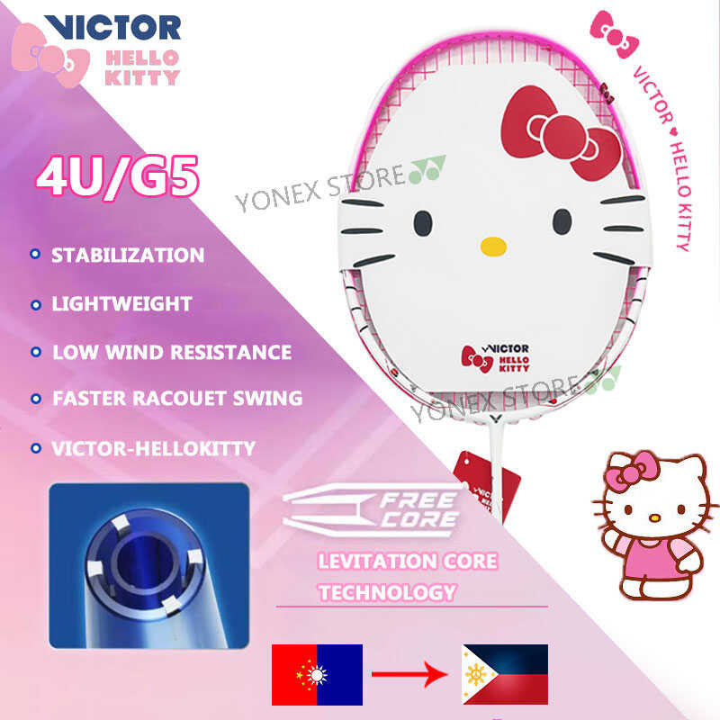 X Hello Victor Kitty Badminton Racket Single Drivex KT Dx-Kt (Bouquet Pink) | Shopee Philippines
