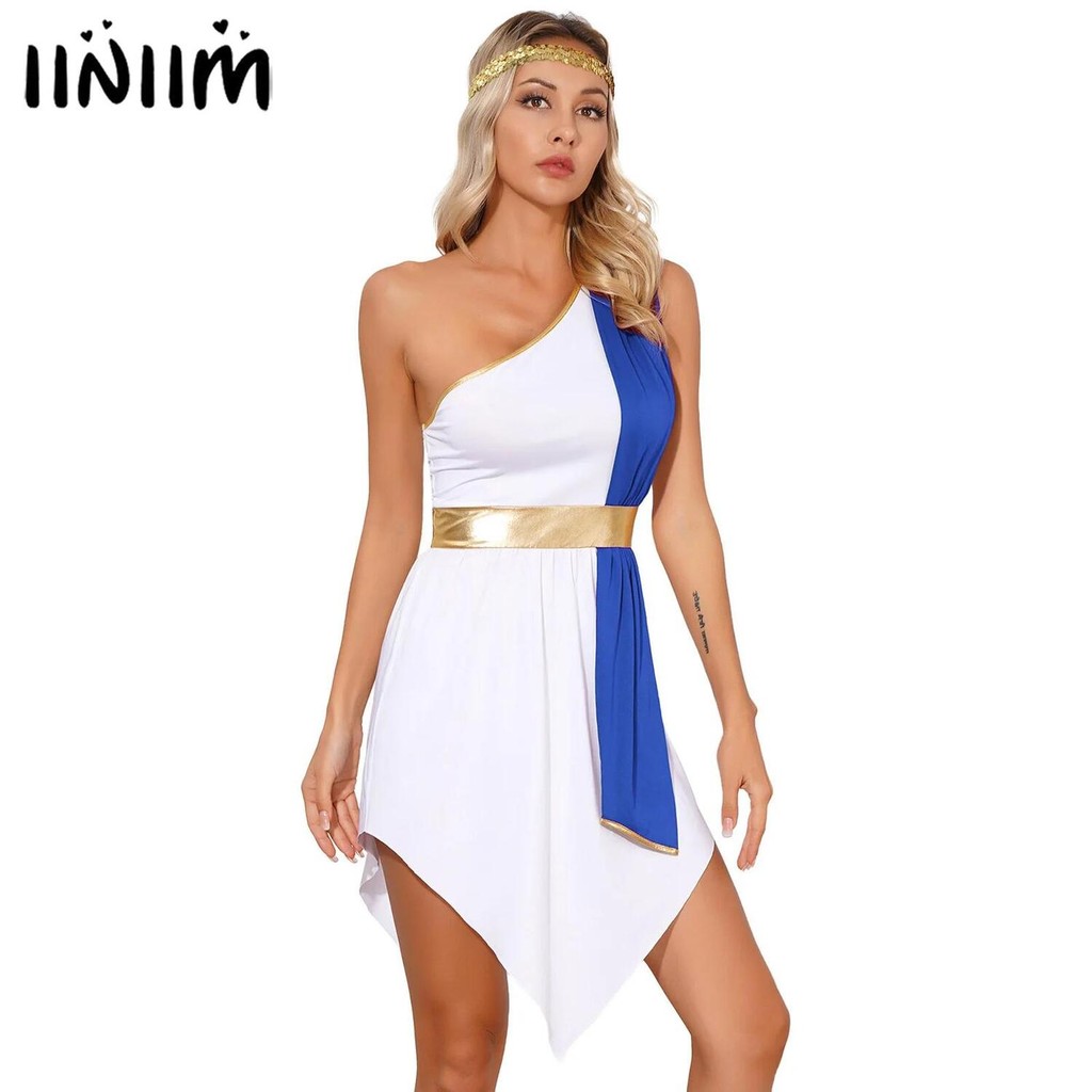 § Womens Greek Toga Queen Grecian Ancient Roman Cosplay Outfit Costumes ...