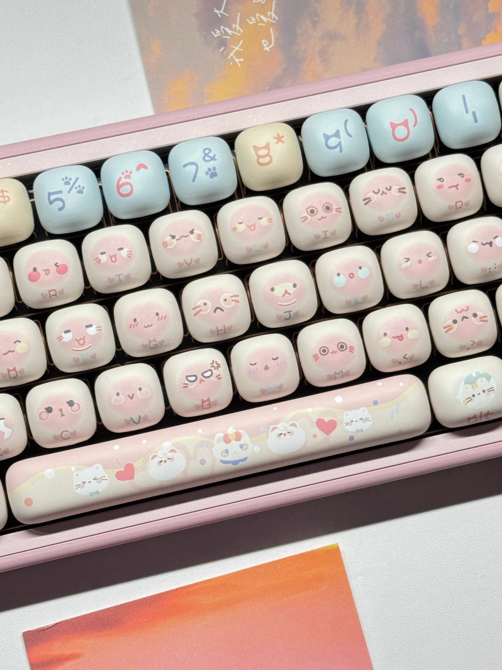 Sweet Cat Mantou Keycap MOG Profile 140 Keys PBT Five-sided Dye ...