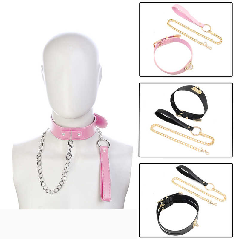BDSM Goth Bondage Sa Leash PU Leather Fetish Slave Harness Choker Necklace SM Collar Restraints ...